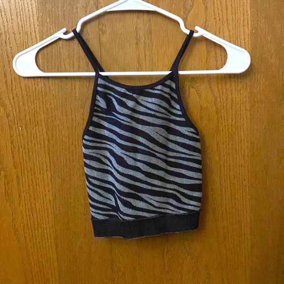 Tops | Zebra Print Cropped Tank Top Cross Cross Back | Poshmark